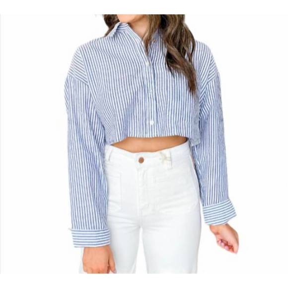 Nia | Tops | New Nia Austin Shirt In Blue And White | Poshmark